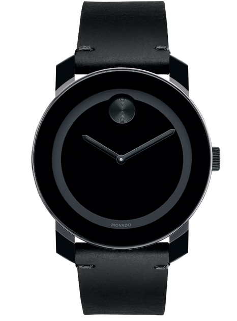 Movado BOLD Large Black Colorado Leather Watch 3600306 Paramount Jewelers LLC
