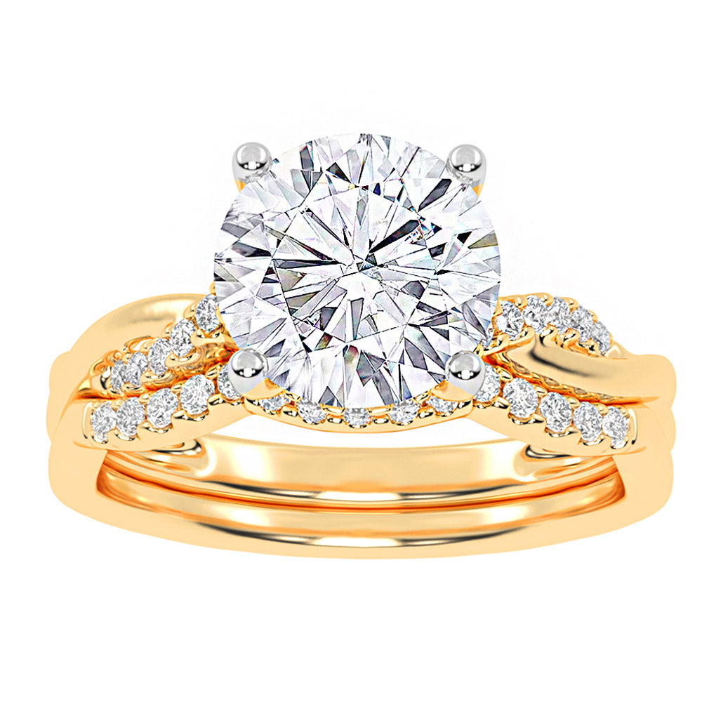 10K Yellow Gold 1.25 CTW Round Lab-Grown Diamond Bridal Ring